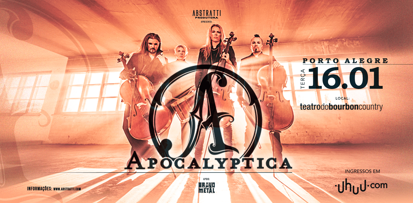 Apocalyptica @ Porto Alegre (Teatro do Bourbon Country) – 16 de janeiro ...