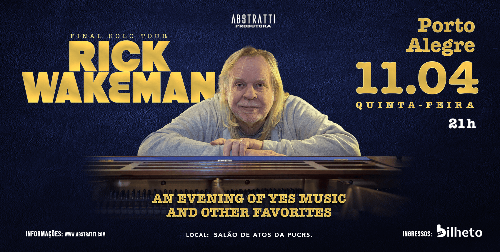Rick Wakeman @ Porto Alegre (Salão de Atos da PUCRS) – 11 de abril | Abstratti Produtora